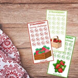 Strawberry Savings Challenge Printable Bundle, Mini A6 Low Income ...