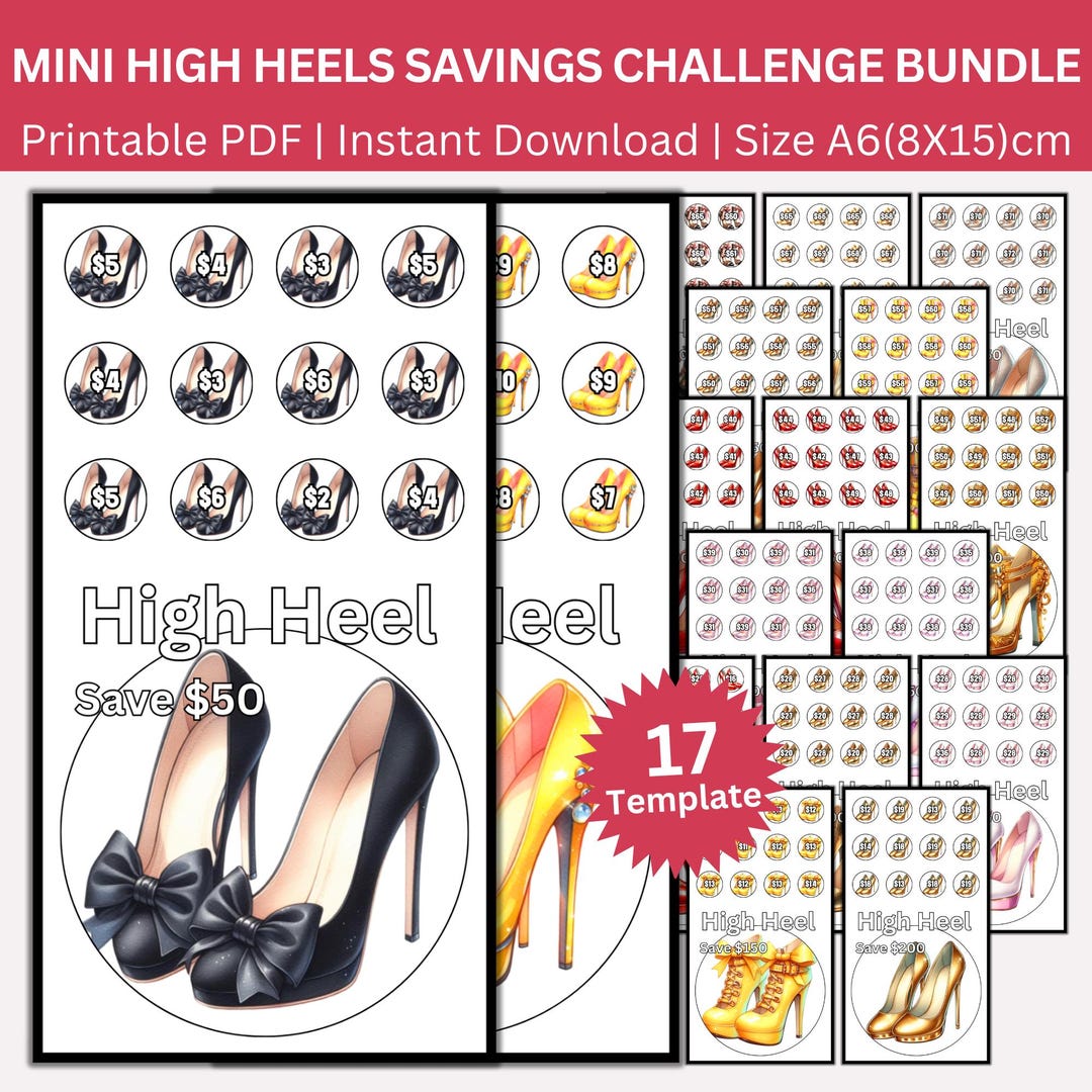 High Heel Savings Challenge Printable Bundle, High Heel Saving ...