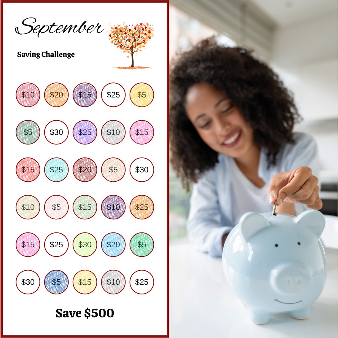 Monthly Savings Challenge Printable, 12 Month Saving Tracker Bundle ...