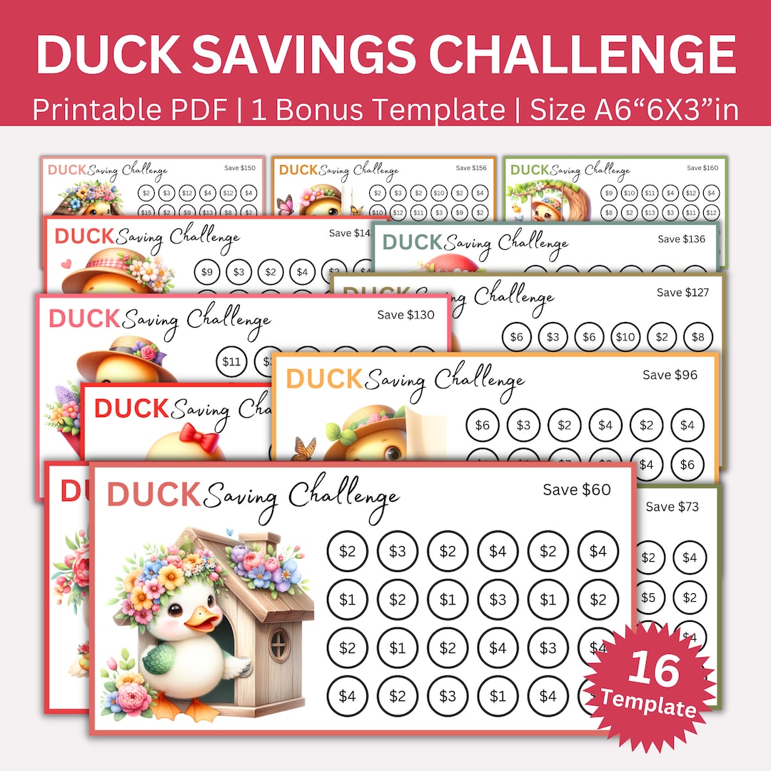 Duck Saving Challenge Printable, Mini A6 Low Income Duck Savings ...