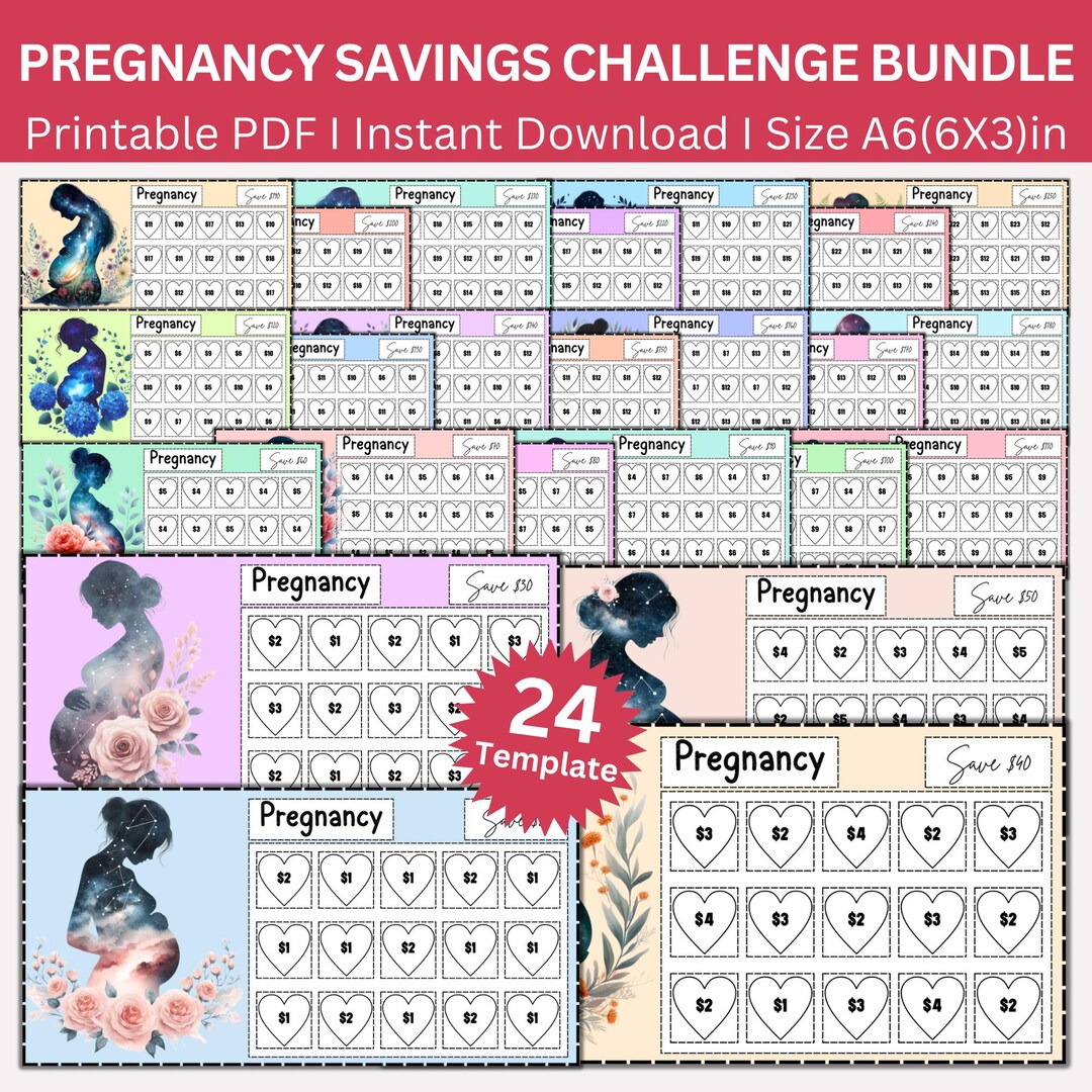 Pregnancy Savings Planner Challenge Printable, Maternity Saving ...