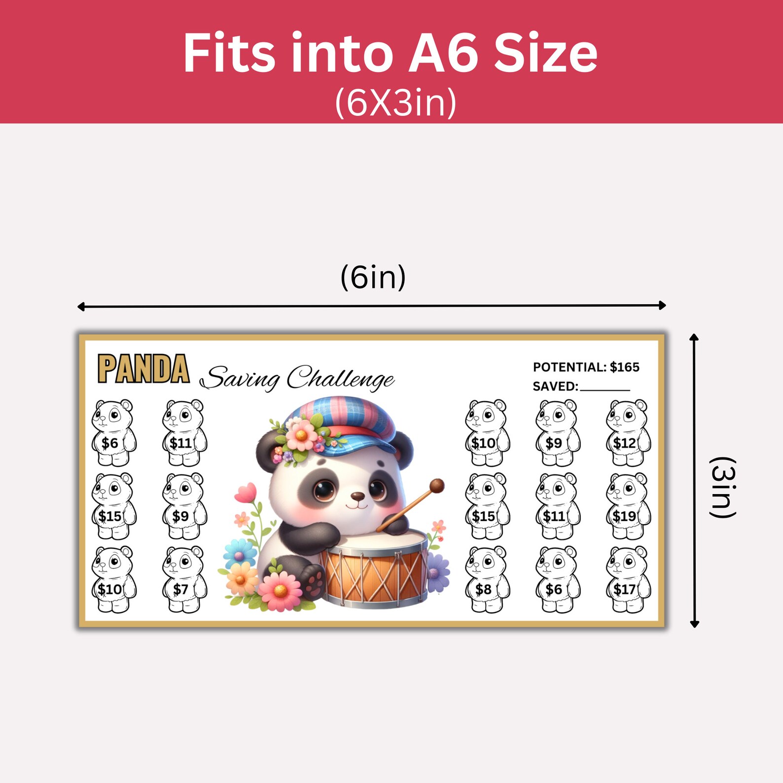 Panda Savings Challenge Printable Bundle, A6 Panda Saving Challenges ...