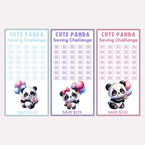 Cute Panda Savings Challenge Printable Bundle, Mini A6 Panda Saving ...