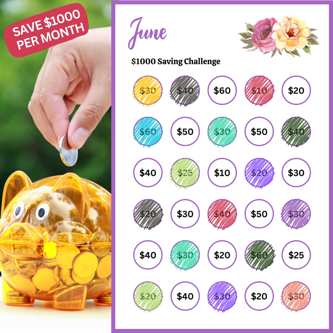 Savings Challenge Printable Binder Money Savings Challenge - Etsy