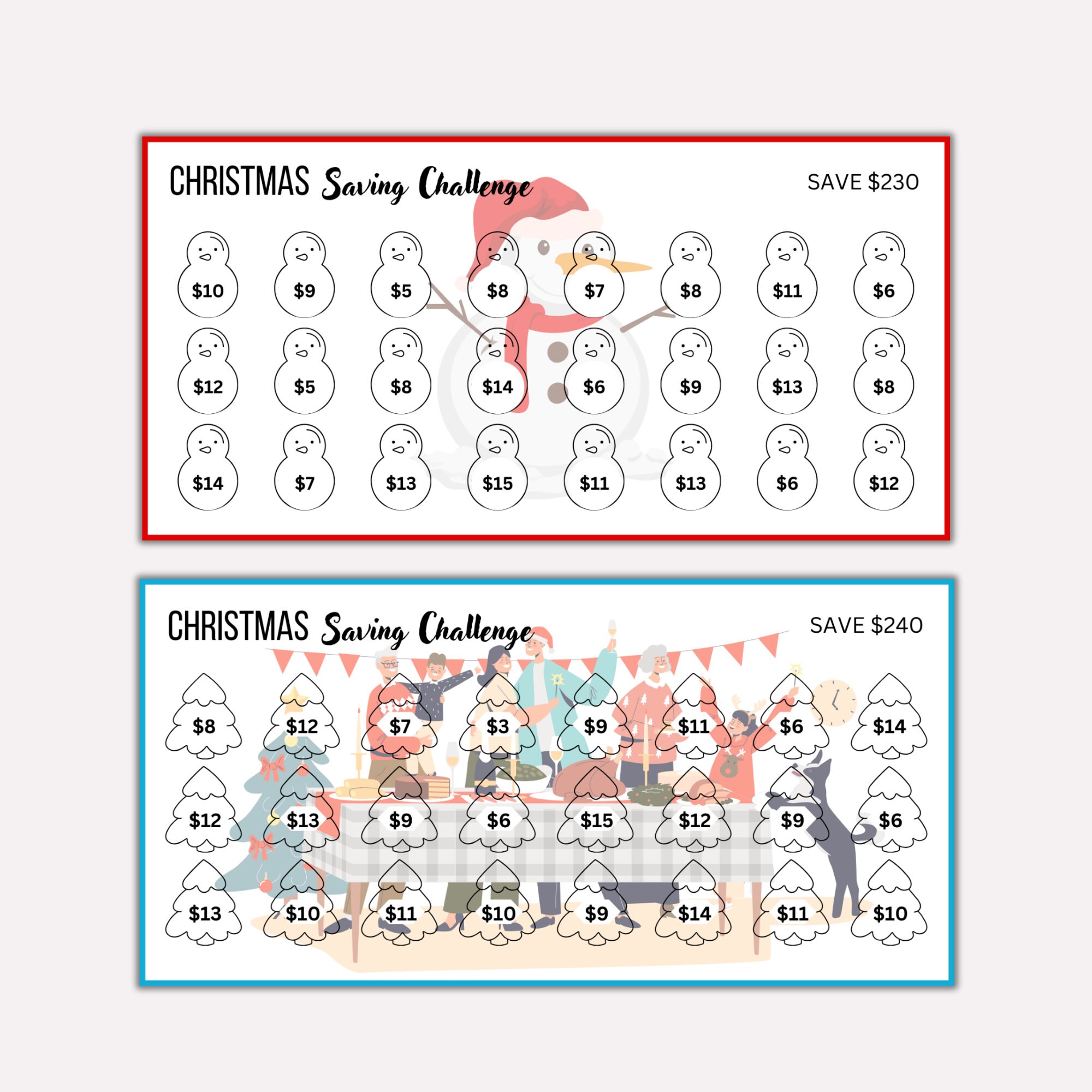 Christmas Savings Challenge Printable Bundle, Mini A6 Christmas Saving ...