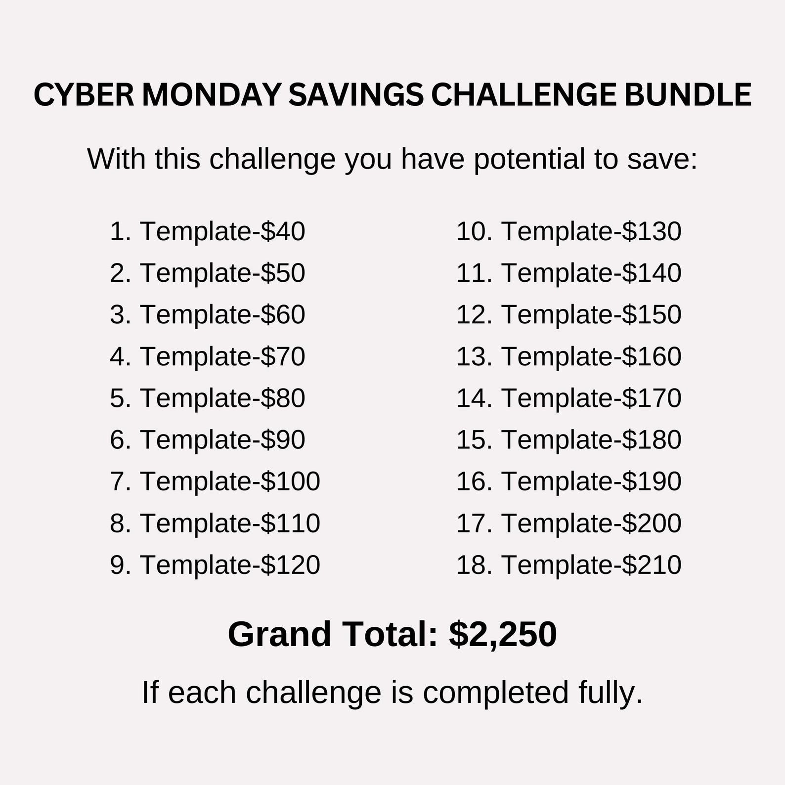 Cyber Monday Savings Challenge Printable, Mini A6 Cyber Monday Saving ...