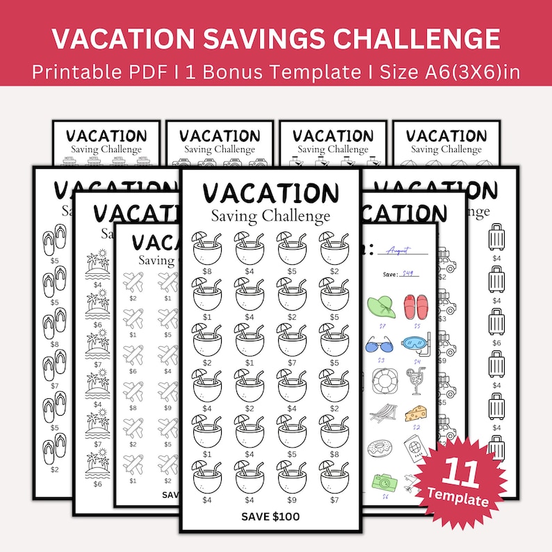 Vacation Savings Challenge, Family Vacation Saving Printable, Envelope ...