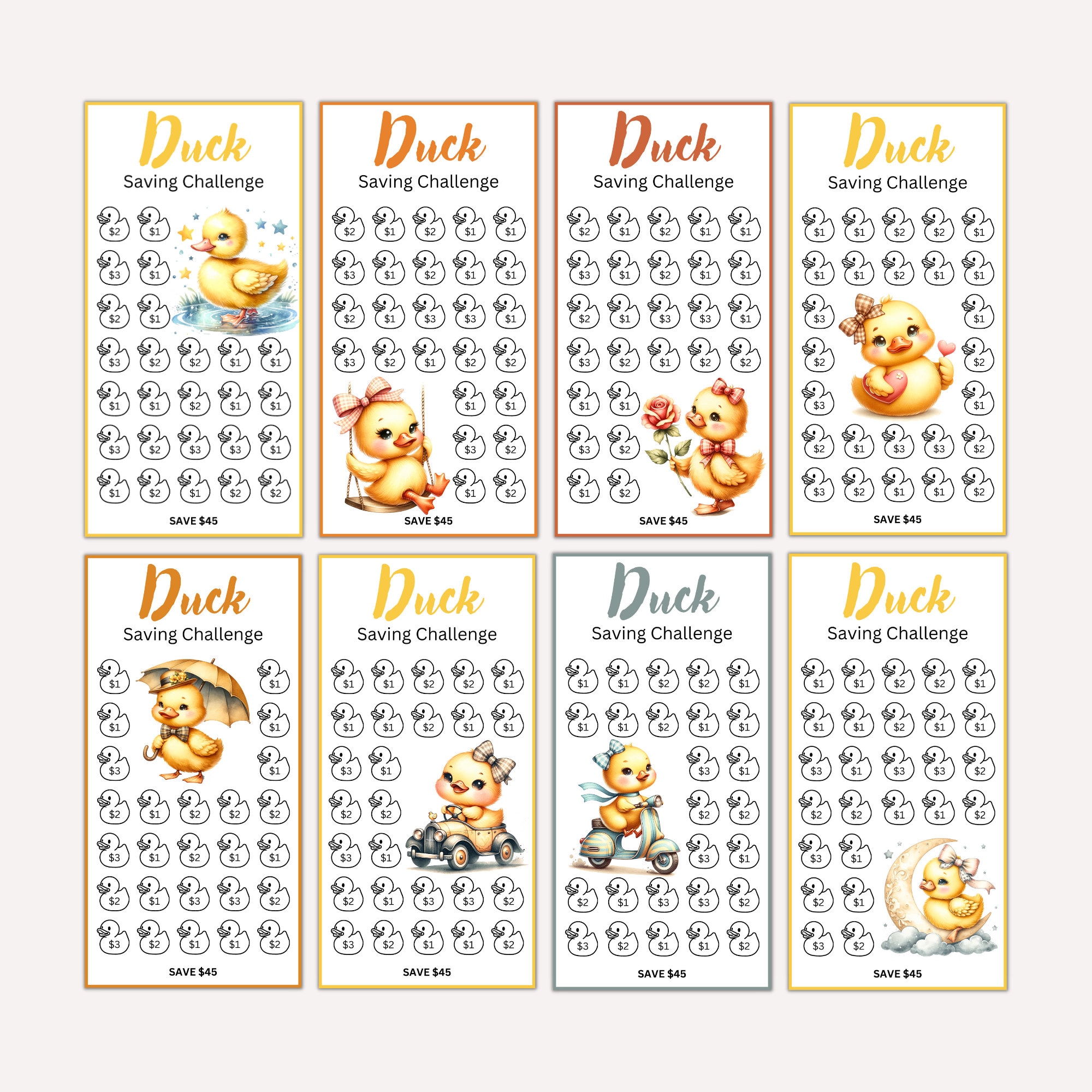 Duck Savings Challenge Printable, Mini A6 Duck Saving Challenges, Ducks ...