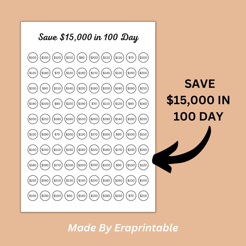100 Envelope Saving Challenge Box Printable Template Money - Etsy