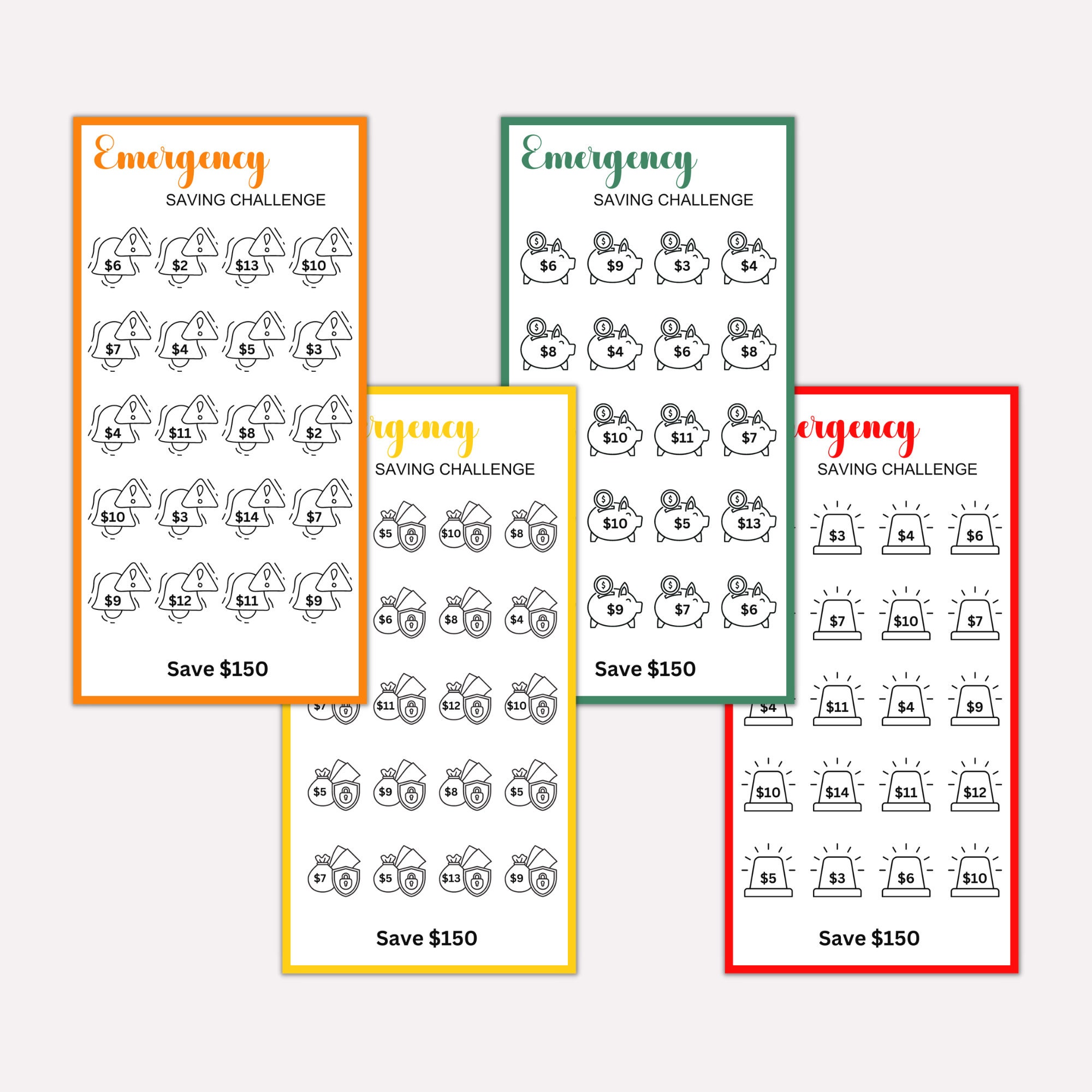 Emergency Fund Savings Challenge Printable, Emergency Funds Saving ...