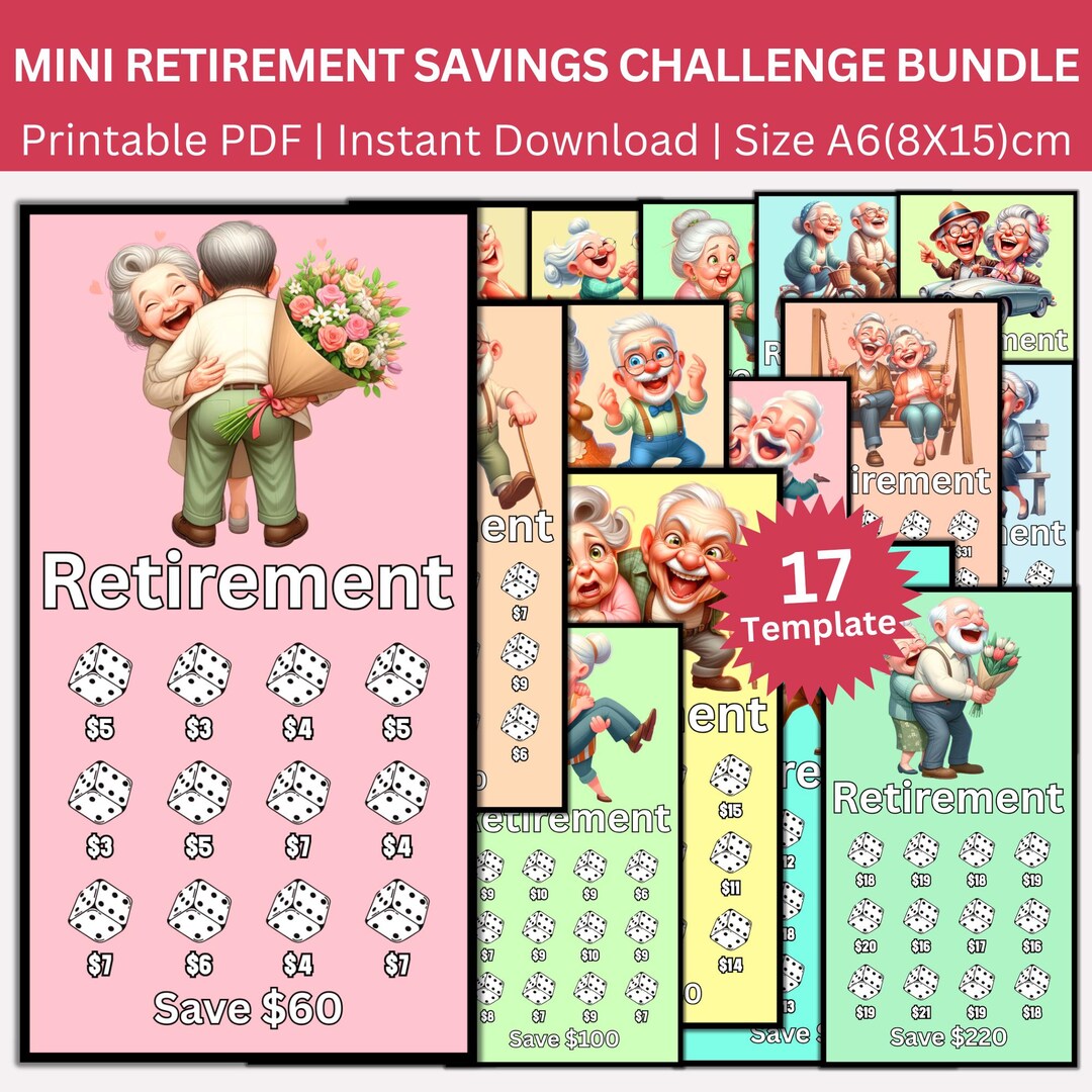 Happy Retirement Savings Printable Bundle, Old Couple Retirement Fund ...