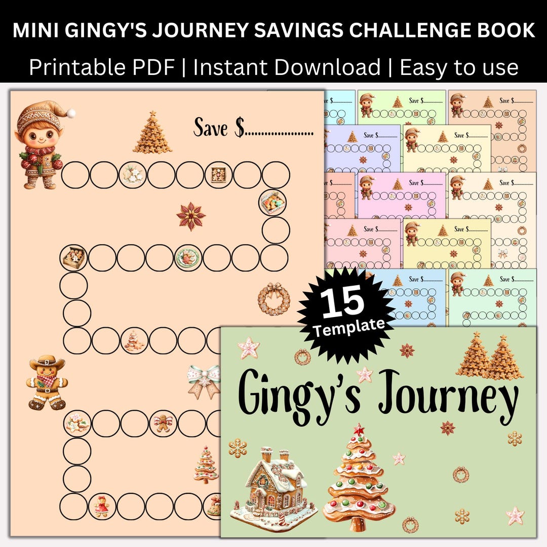 Mini Gingy's Journey Savings Challenge Printable, Gingerbread Saving ...