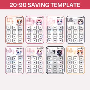 Kitty Savings Challenge Printable Bundle, Mini A6 Cats Low Income ...