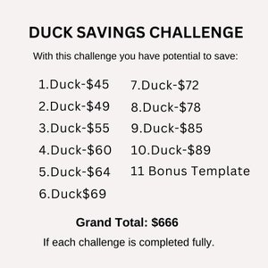 Mini A6 Duck Savings Challenge Printable, Get Your Ducks Saving ...