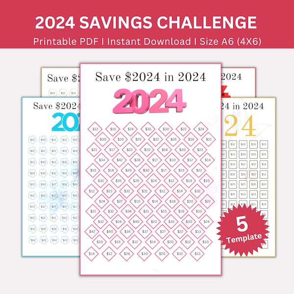 2024 Savings Challenge Printable - Etsy