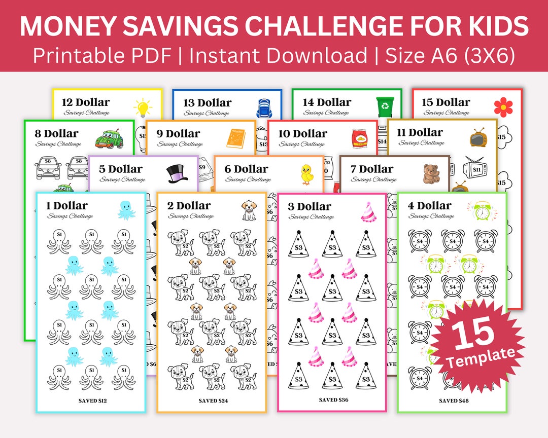 Kids Savings Challenge Printable, A6 Kids Mini Saving Challenge, Kids ...