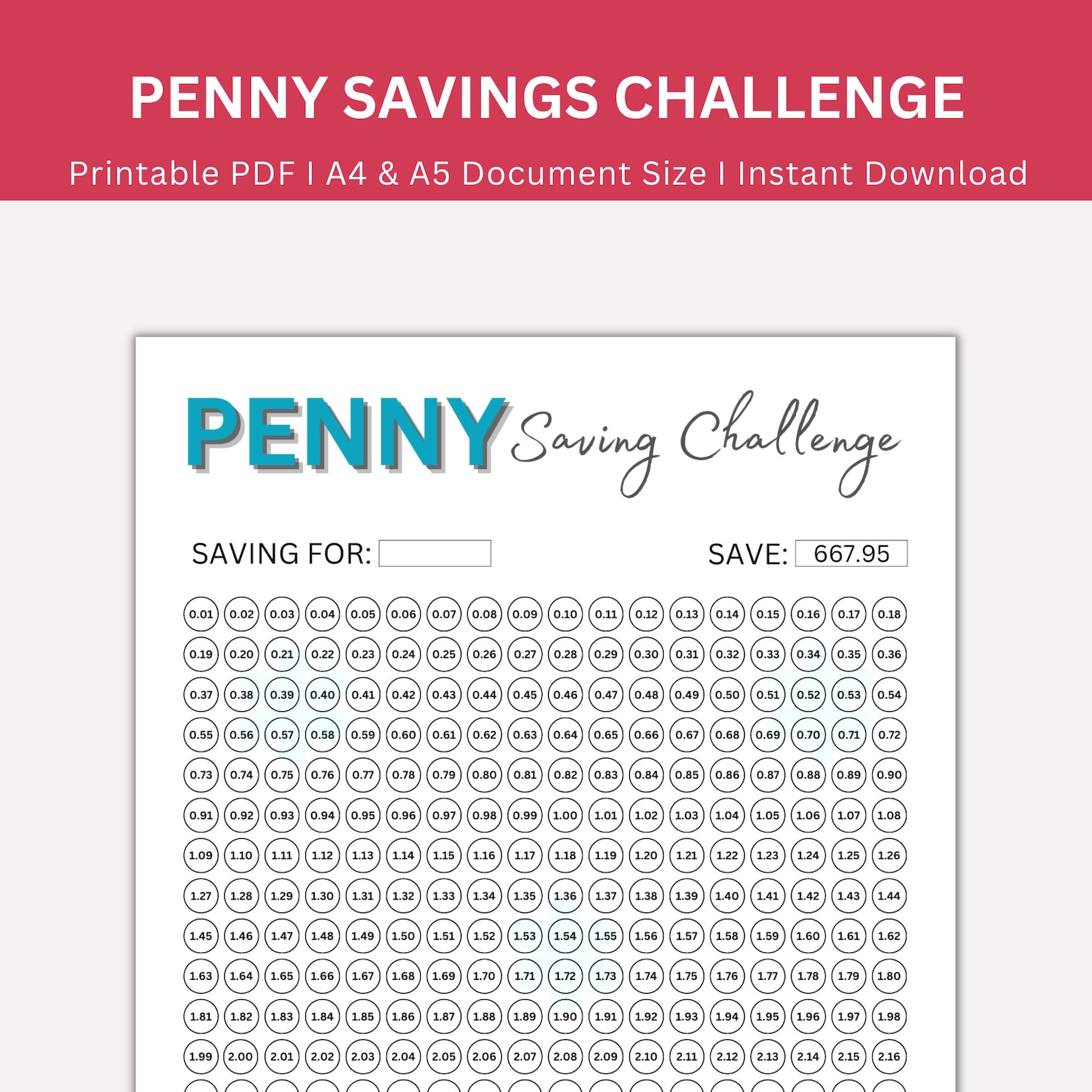 Penny Savings Challenge Printable, Penny Saving Challenges, Penny ...
