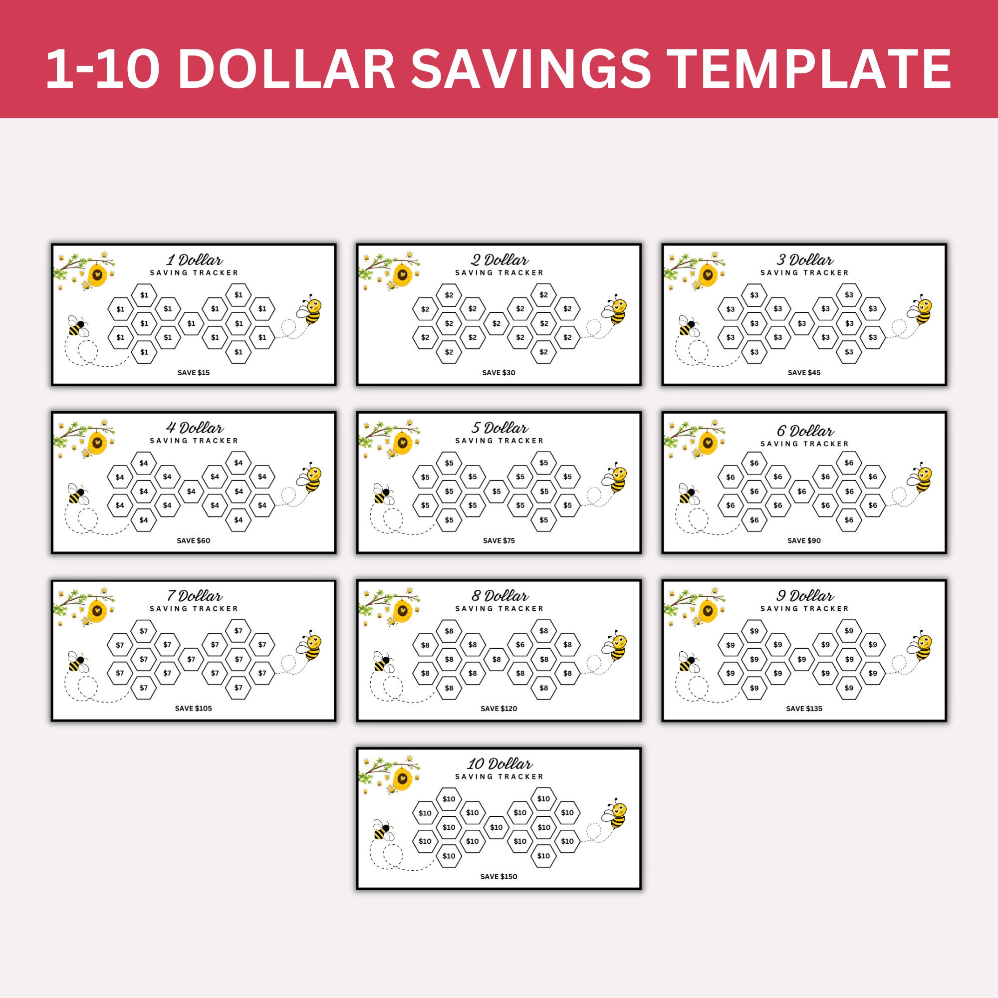 Kids Savings Challenge Printable Bundle, A6 Mini Kids Saving Challenge ...