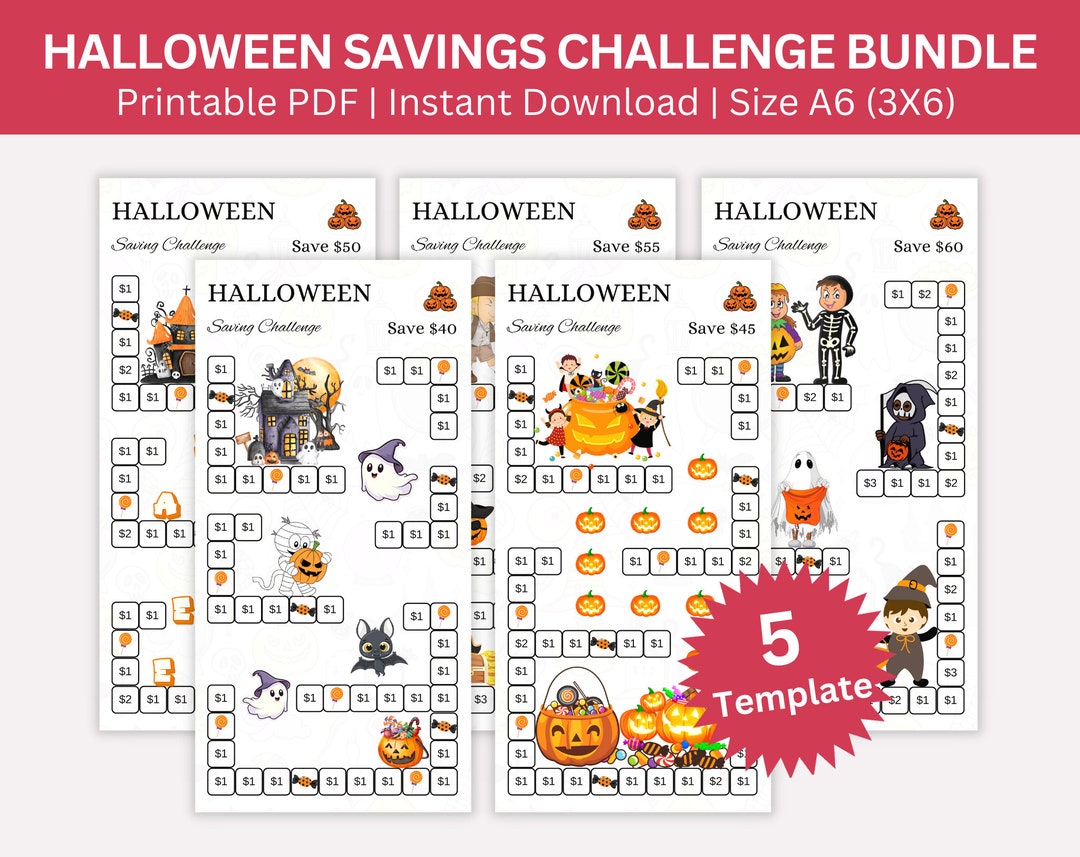 Halloween Saving Challenge Bundle, A6 Size Savings Challenges ...