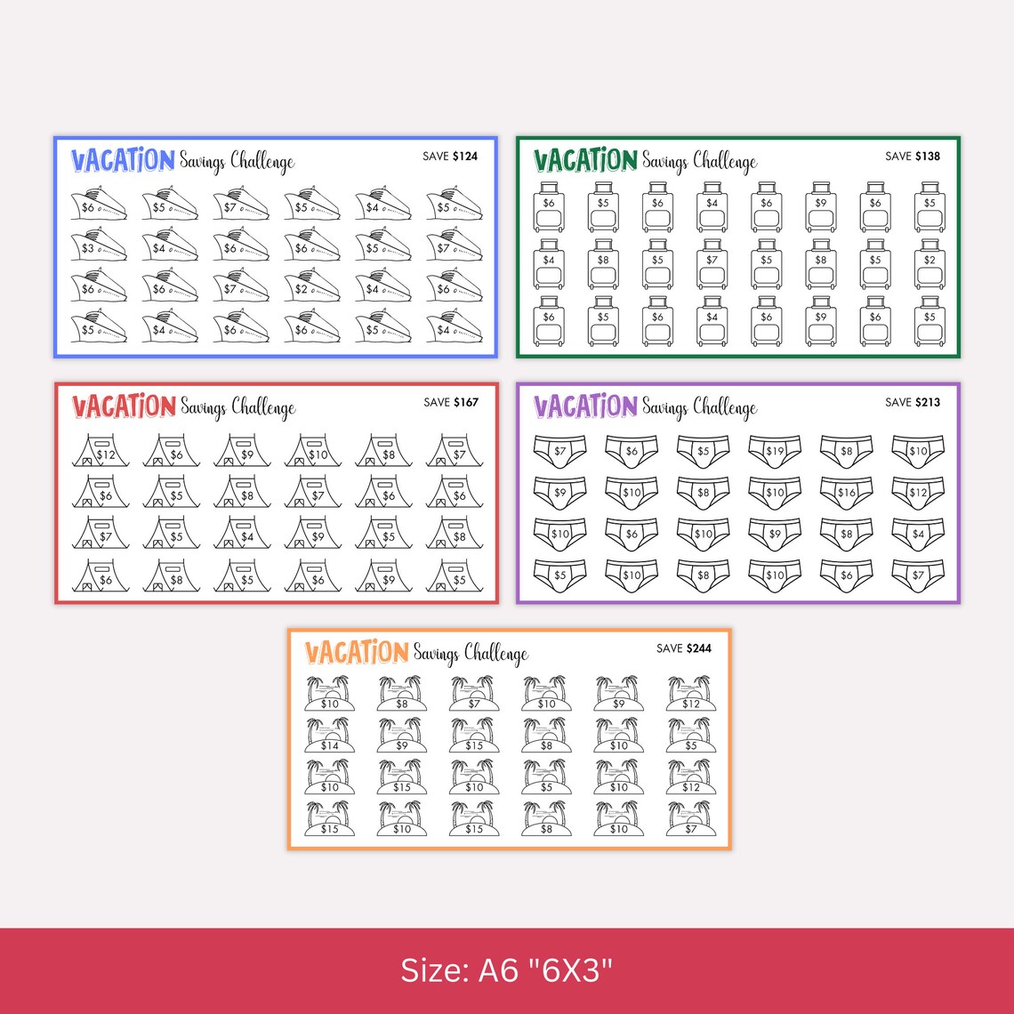 Vacation Savings Challenge Printable, Vacation Savings Tracker Family ...
