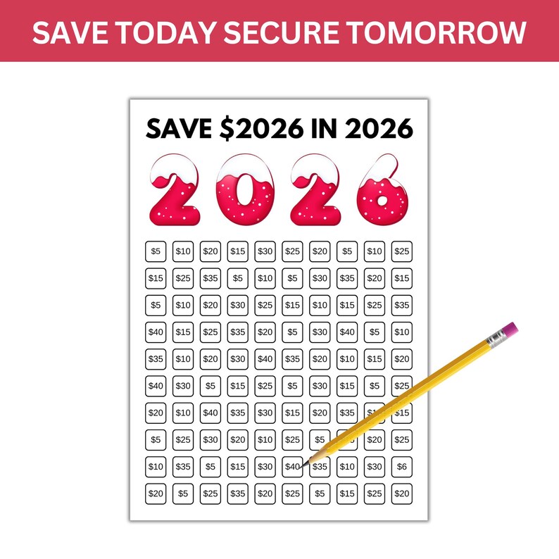 2026 Savings Challenge Tracker: Printable Money Saving Chart (digital PDF) - Etsy