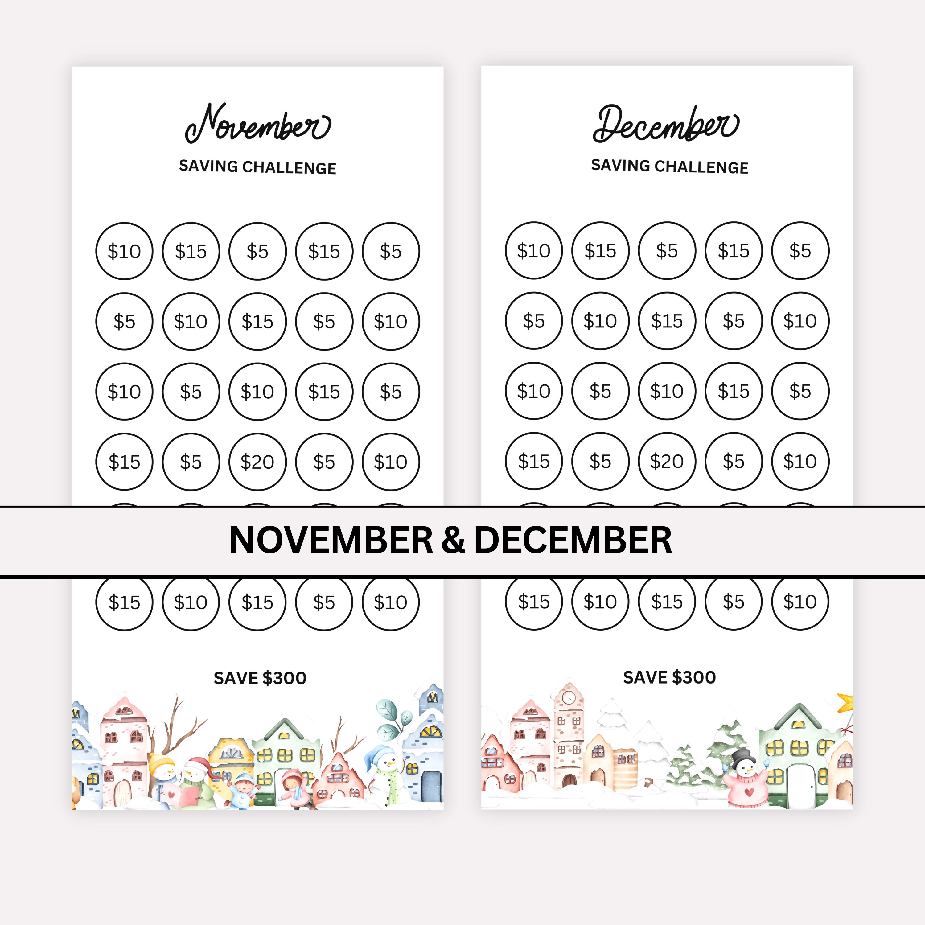 Monthly Savings Challenge Printable, 12 Month Color Savings Challenges ...