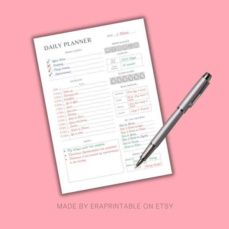 ADHD Daily Planner Printable, Time Blocking Planner, Daily Routine ...