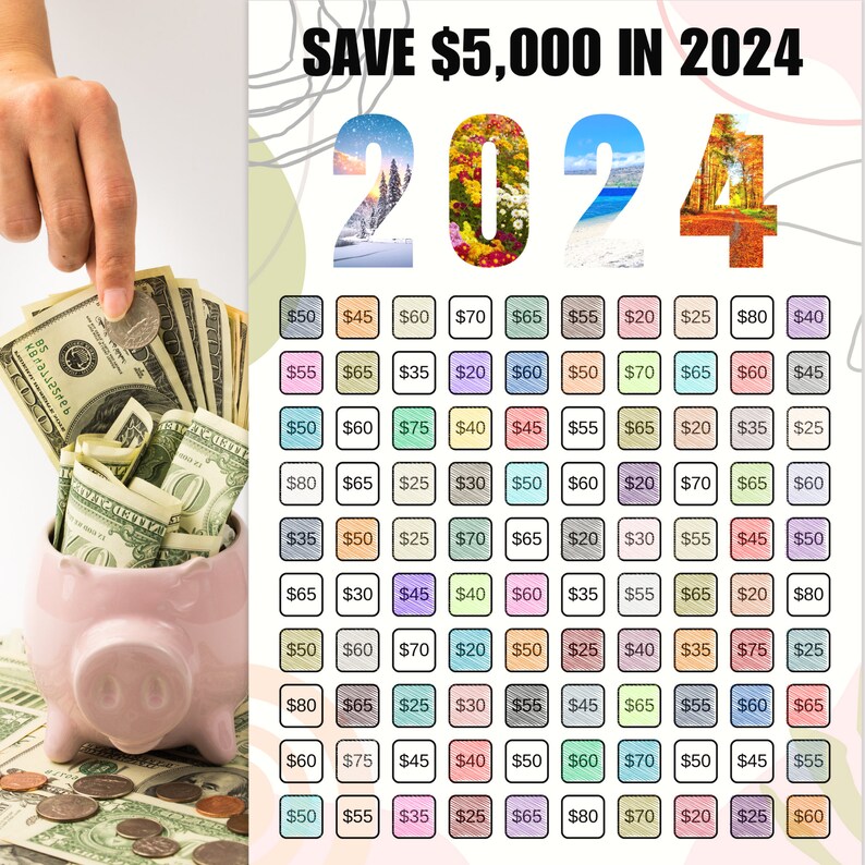 2024 Saving Challenge Printable, 2024 Money Saving Tracker , Mini Fits ...
