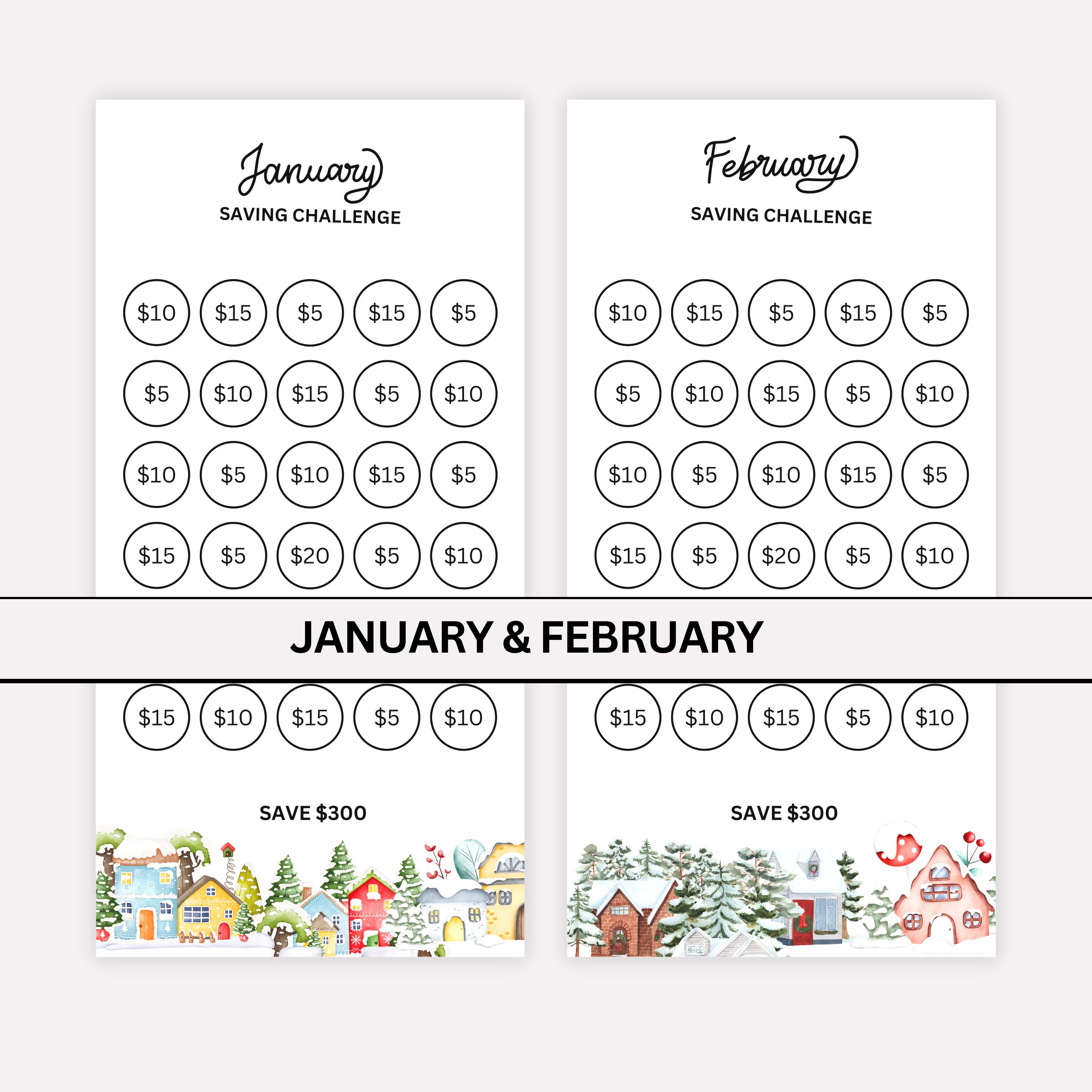 Monthly Savings Challenge Printable, 12 Month Color Savings Challenges ...