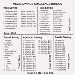 Mega Savings Challenge Printable Bundle, A6 Mini Alphabet Saving ...