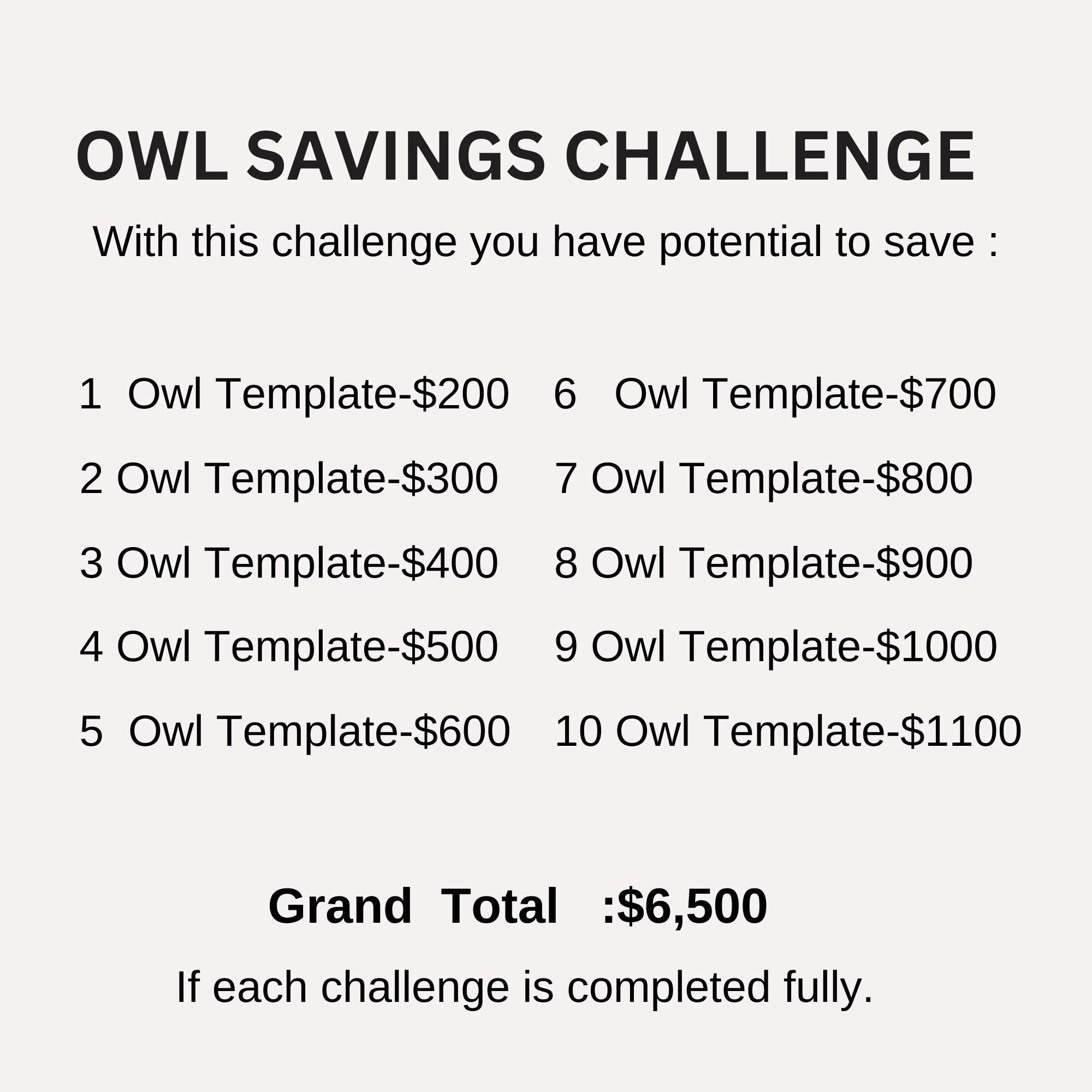 Owl Savings Challenge Printable, Owl Saving Challenge Bundle, A6 Cash ...