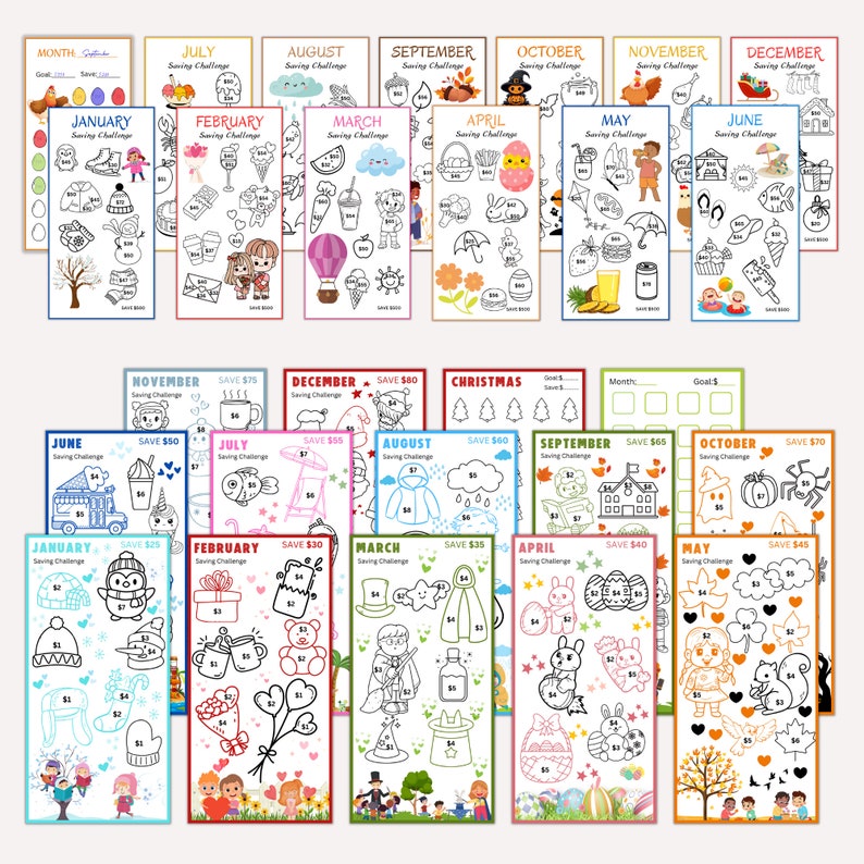 Ultimate Mega Monthly Savings Challenge Printable Bundle, 12 Month ...