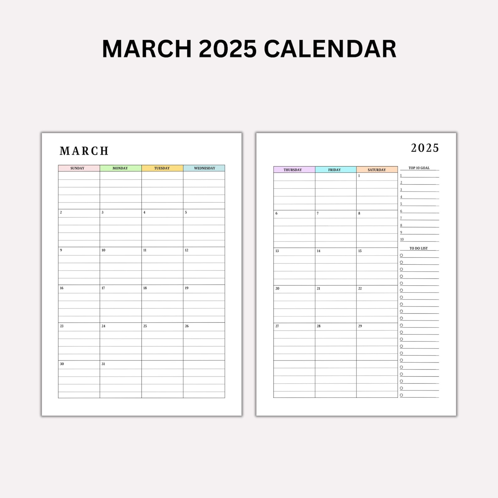 2025, 2026 Monthly Lined Calendar Printable, Dated Month on 2 Pages ...