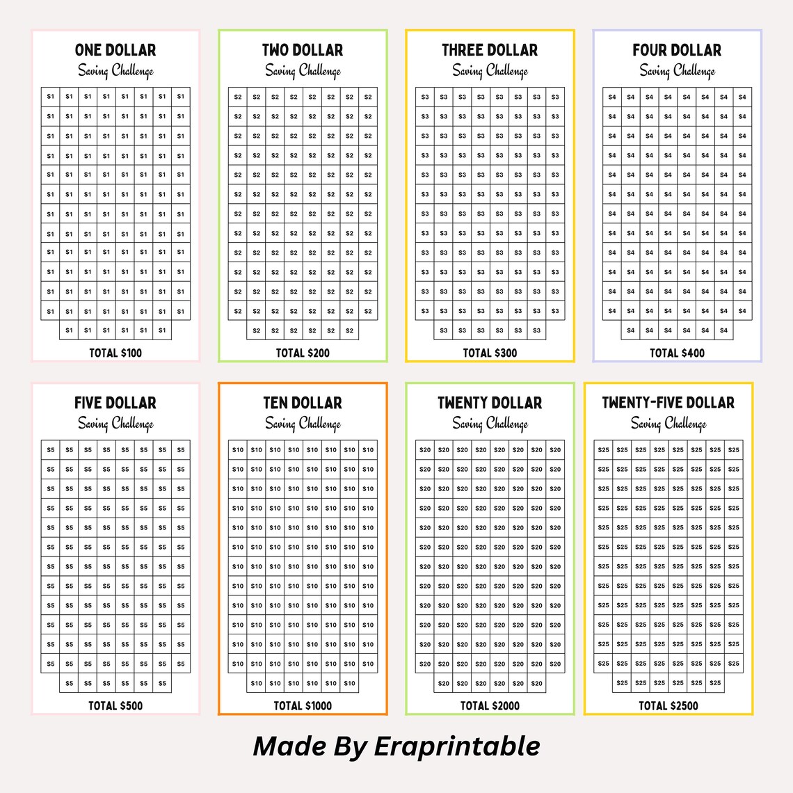Savings Challenge Printable Bundle, Money Saving Challenge Tracker ...
