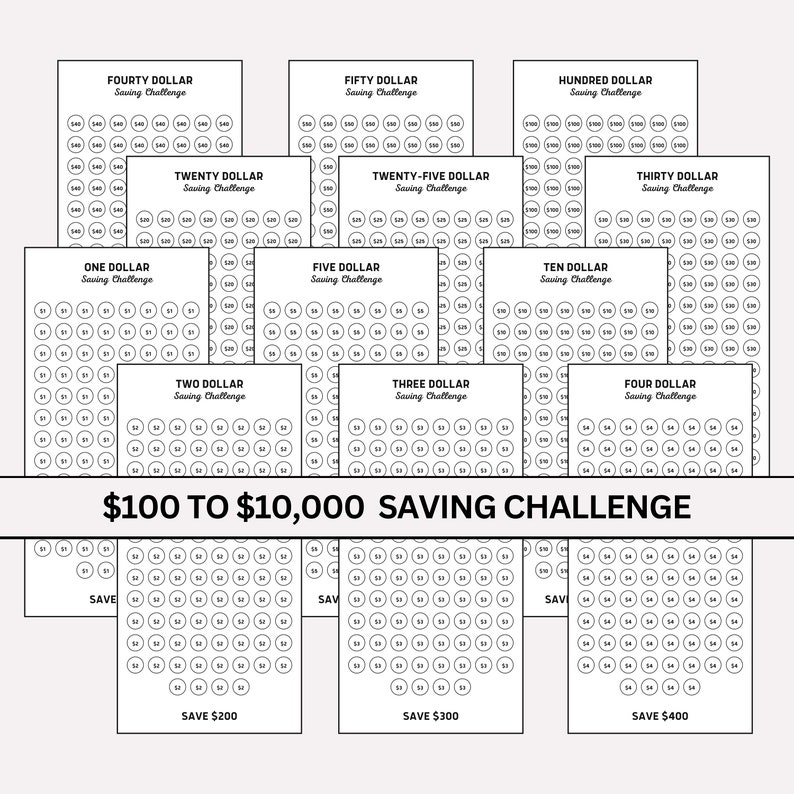 Mini Savings Challenge Printable Bundle Money Saving Tracker A6 Sized