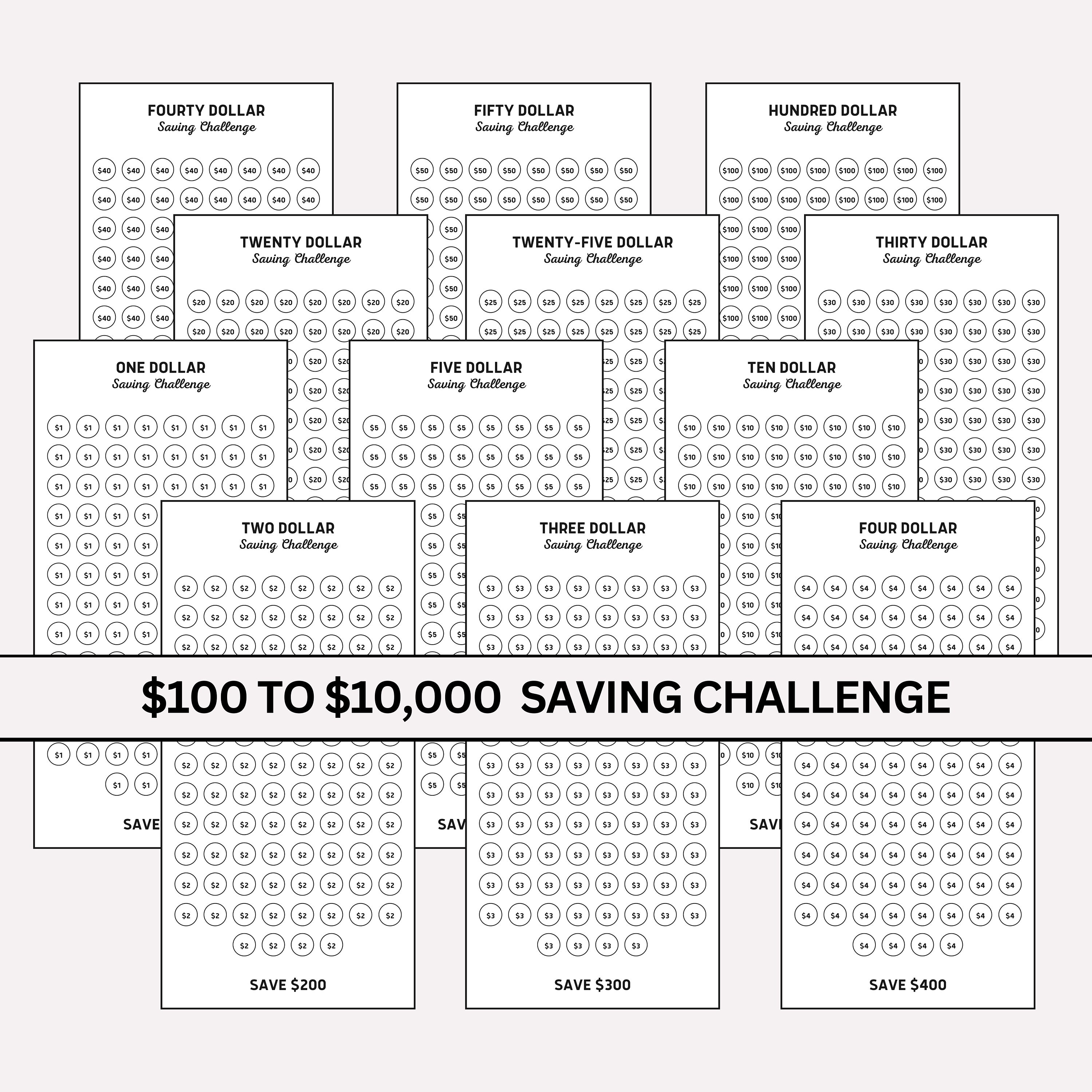 Mini Savings Challenge Printable Bundle, Money Saving Tracker, A6 Sized ...