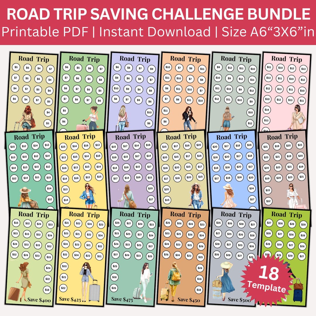 Road Trip Travel Savings Challenge Printable Budget Binder, Adventure ...
