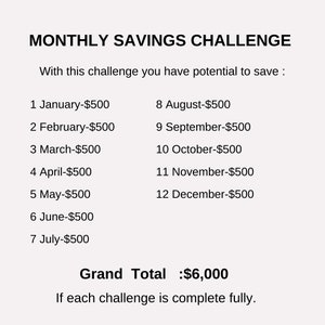 2024 Monthly Savings Challenge Printable, 12 Month Saving Tracker ...