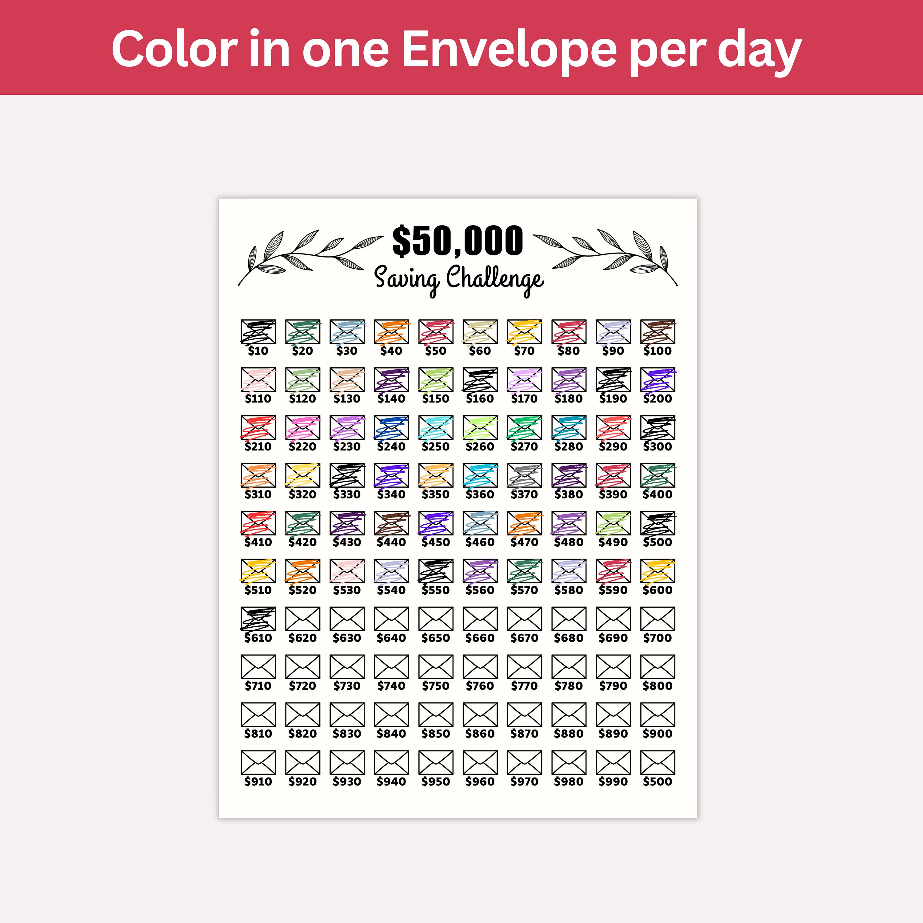 50k Saving Challenge Printable, 50000 Saving Challenges, Savings ...