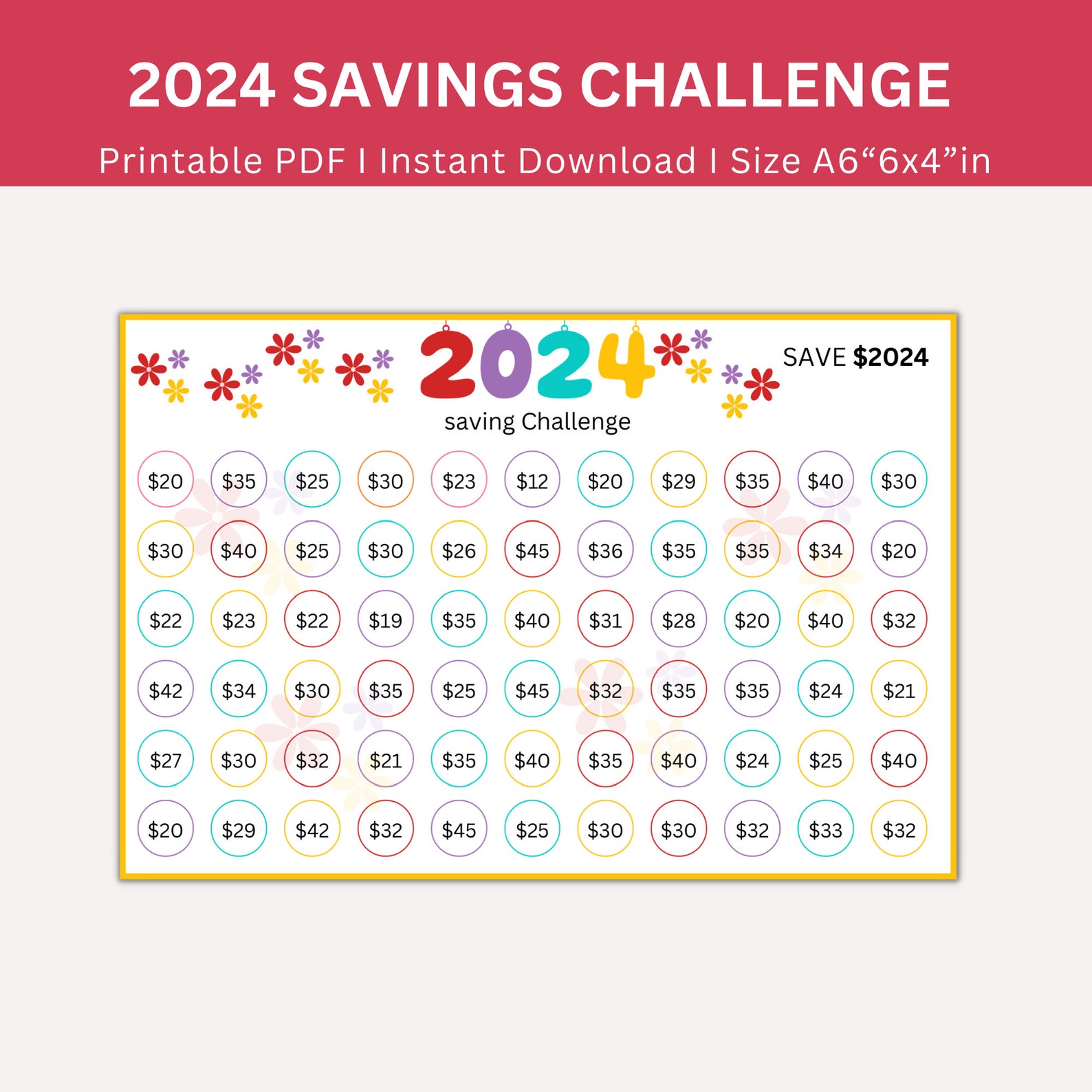 2024 Saving Challenge, 2024 Money Savings Tracker, Mini Fits A6 Size ...
