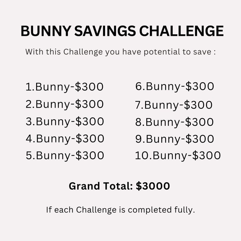 Bunny Savings Challenge Printable, Mini Rabbit Saving Challenge, A6 ...