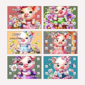 Piggy Savings Challenge Printable Bundle, Mini Low Income Piggy Bank ...