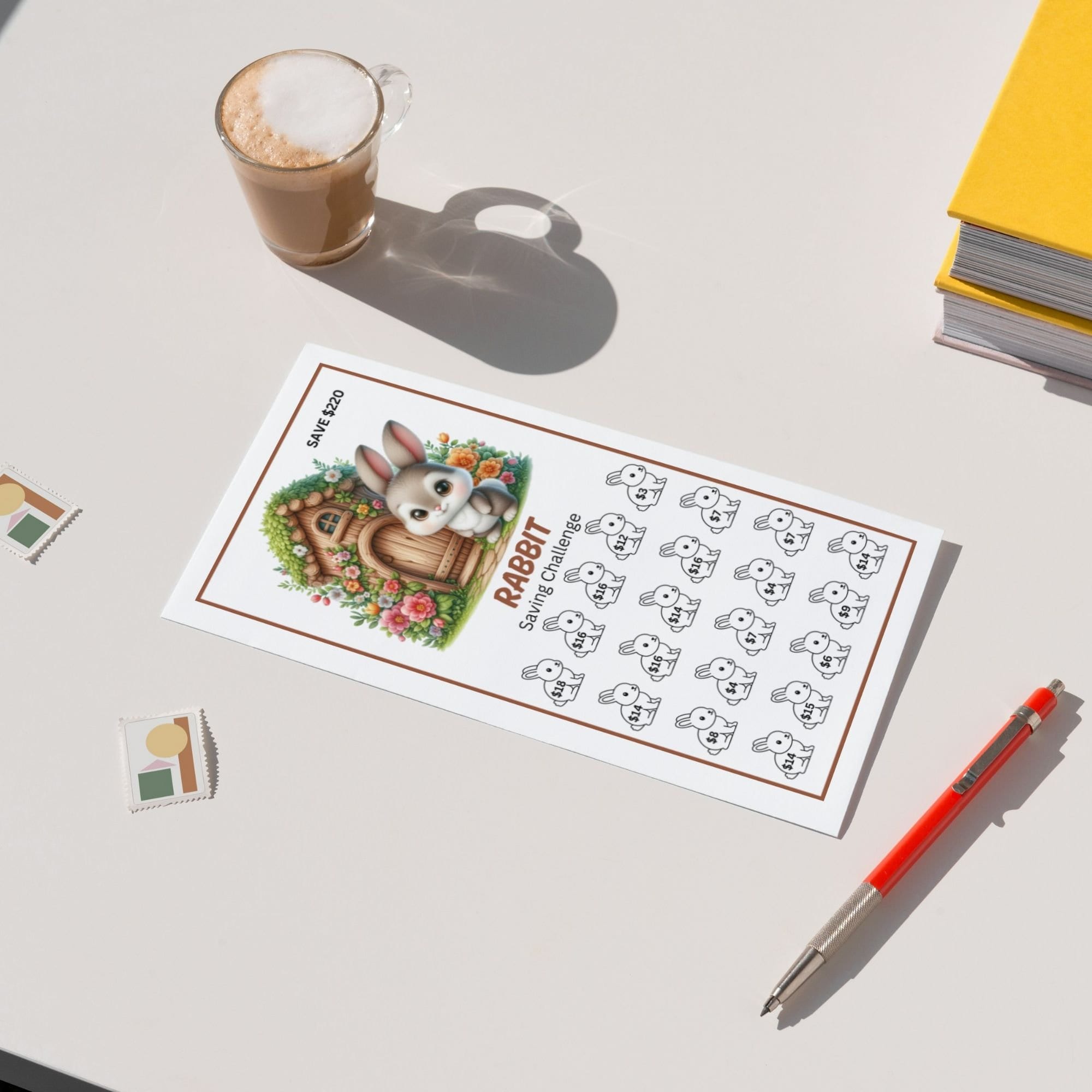 Rabbit Savings Challenge Printable, A6 Mini Bunny Saving Challenge ...