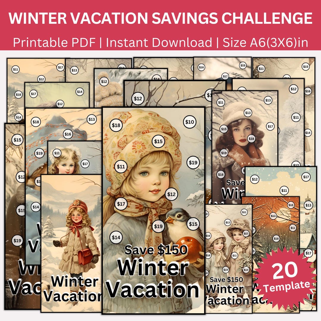 Winter Vacation Saving Challenge Printable Bundle, Vacation Saving ...