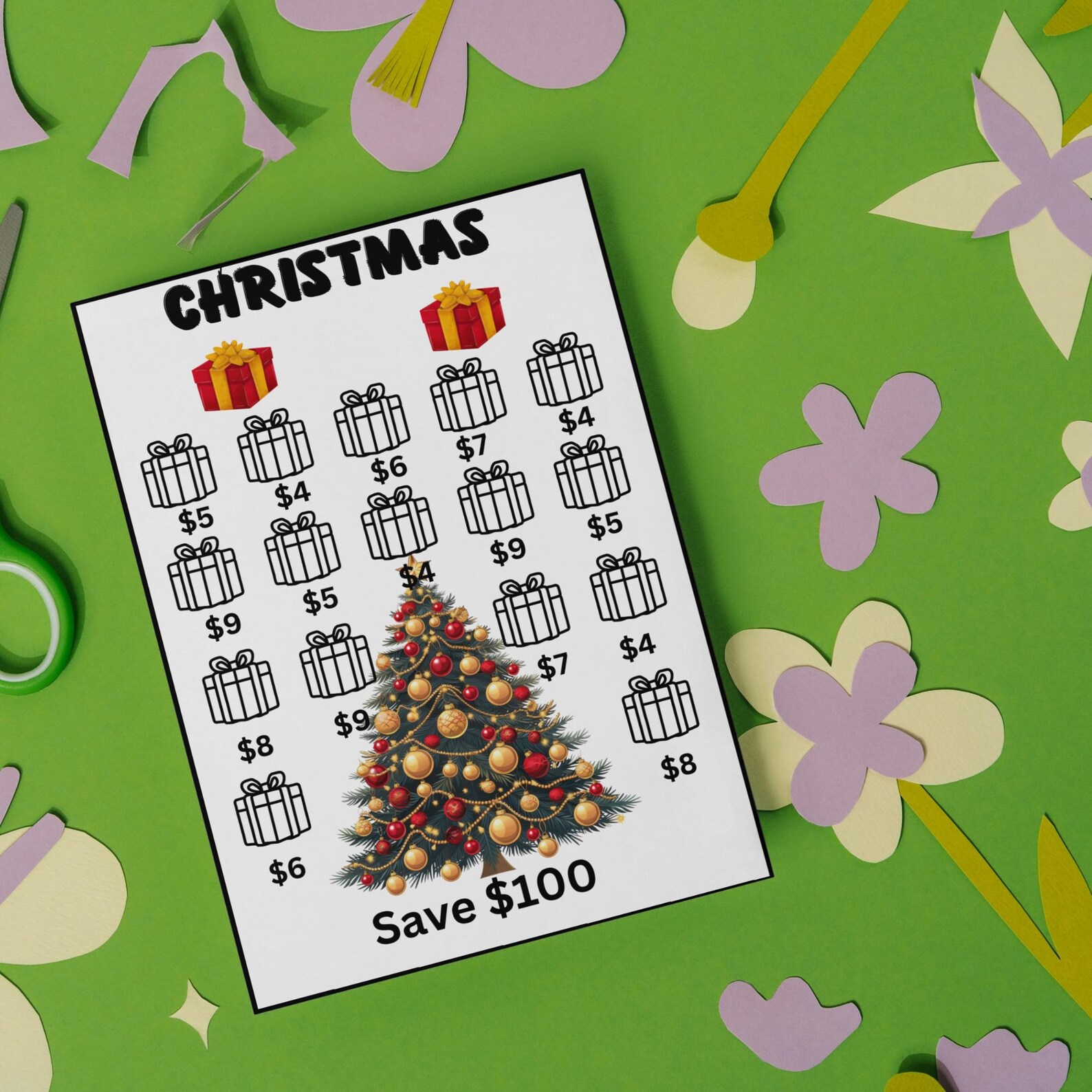 Christmas Tree Savings Challenge, A6 Printable PDF, Holiday Money ...