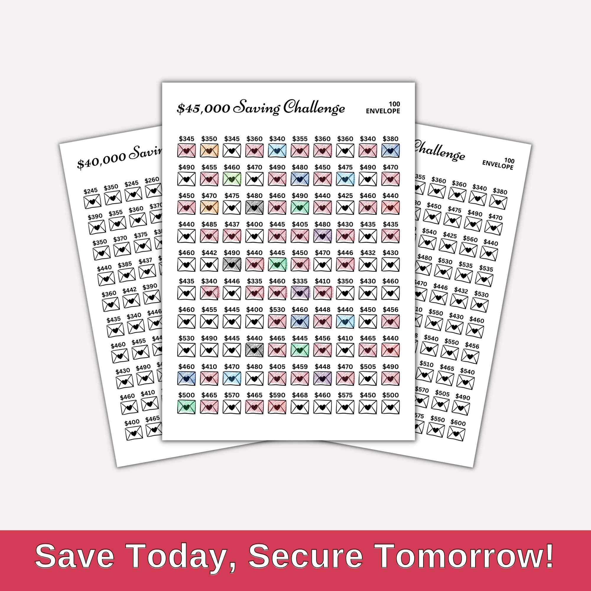 100 Envelope Saving Challenge Printable, Money Savings Challenge Bundle ...