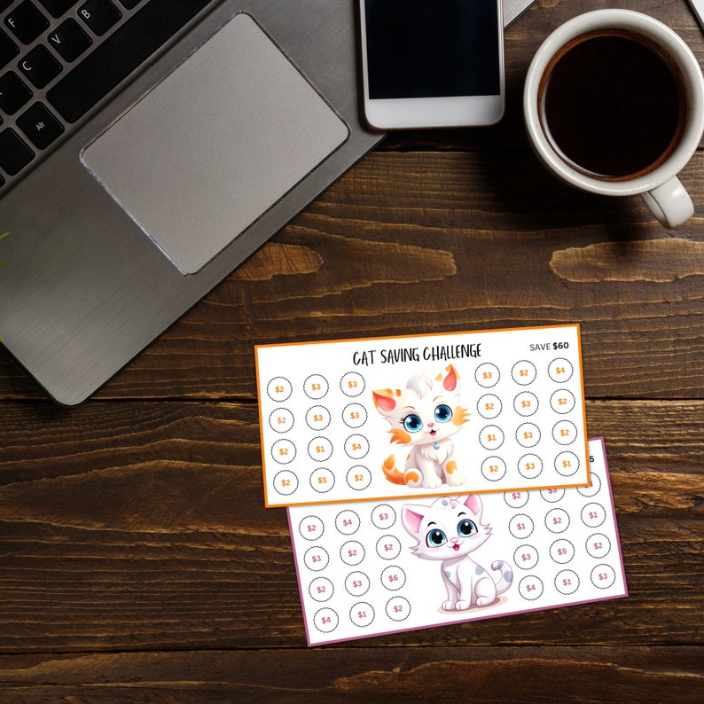 Cats Saving Challenge Printable, Mini Cat A6 Size Saving Challenge, Pow ...