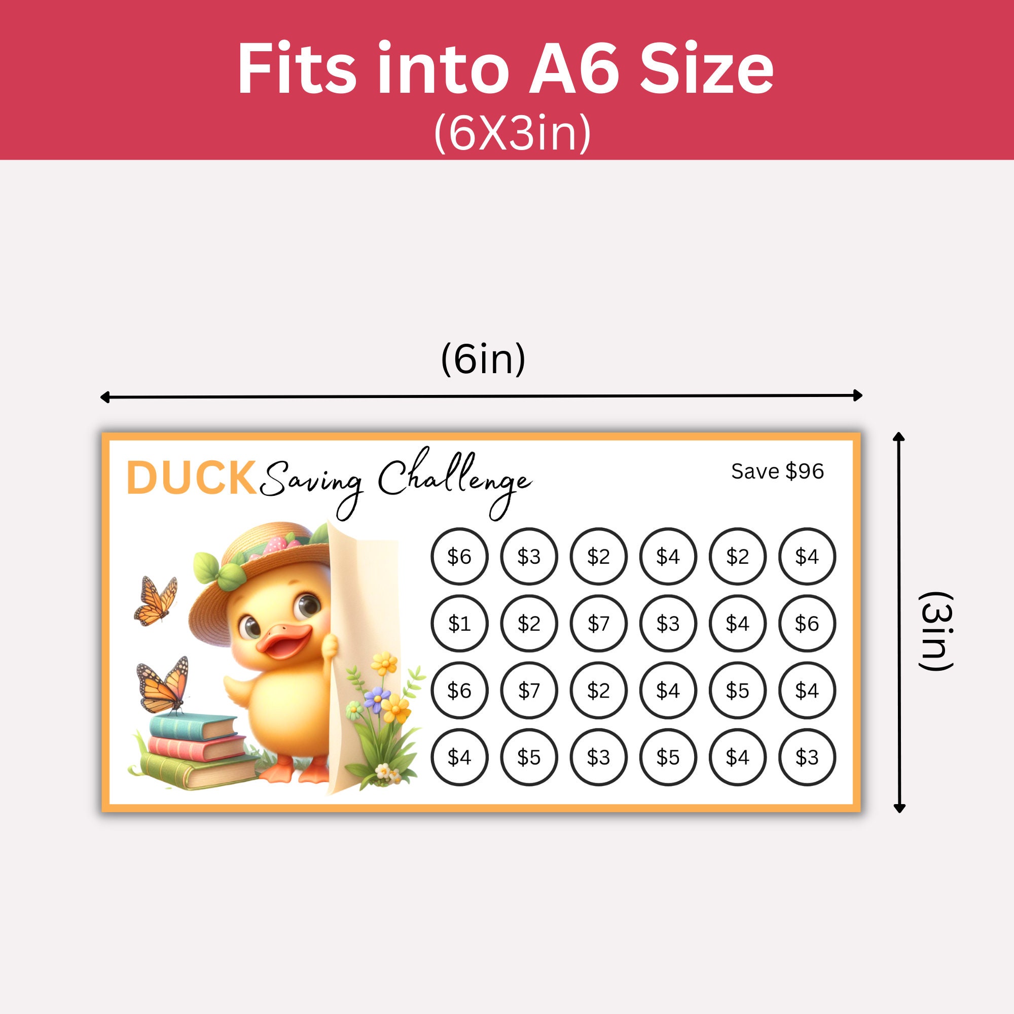 Duck Saving Challenge Printable, Mini A6 Low Income Duck Savings ...