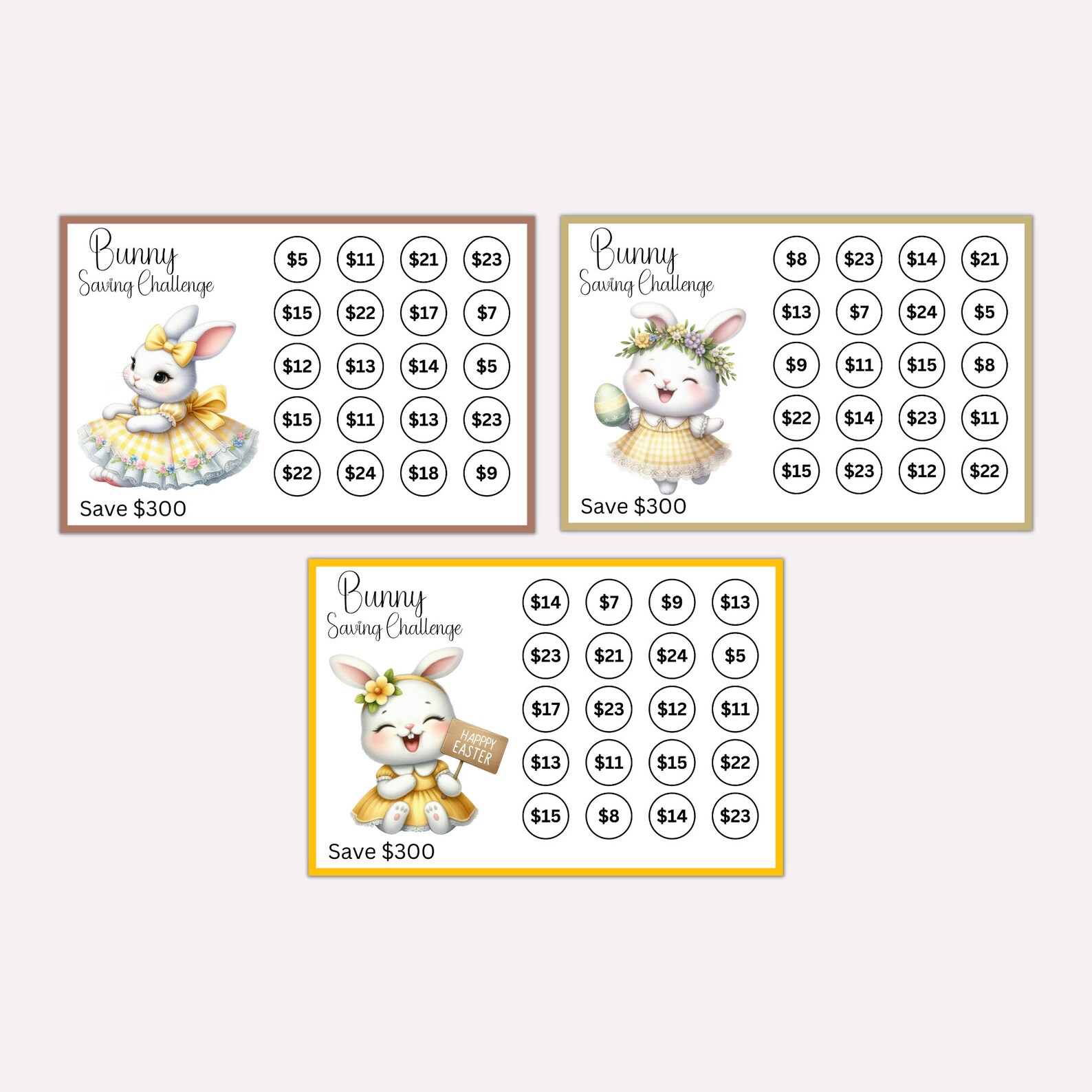 Bunny Savings Challenge Printable, Mini Rabbit Saving Challenge, A6 ...