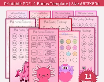 Pink Savings Challenge Printable, Pink Planner, Mini A6 Pink Animal ...